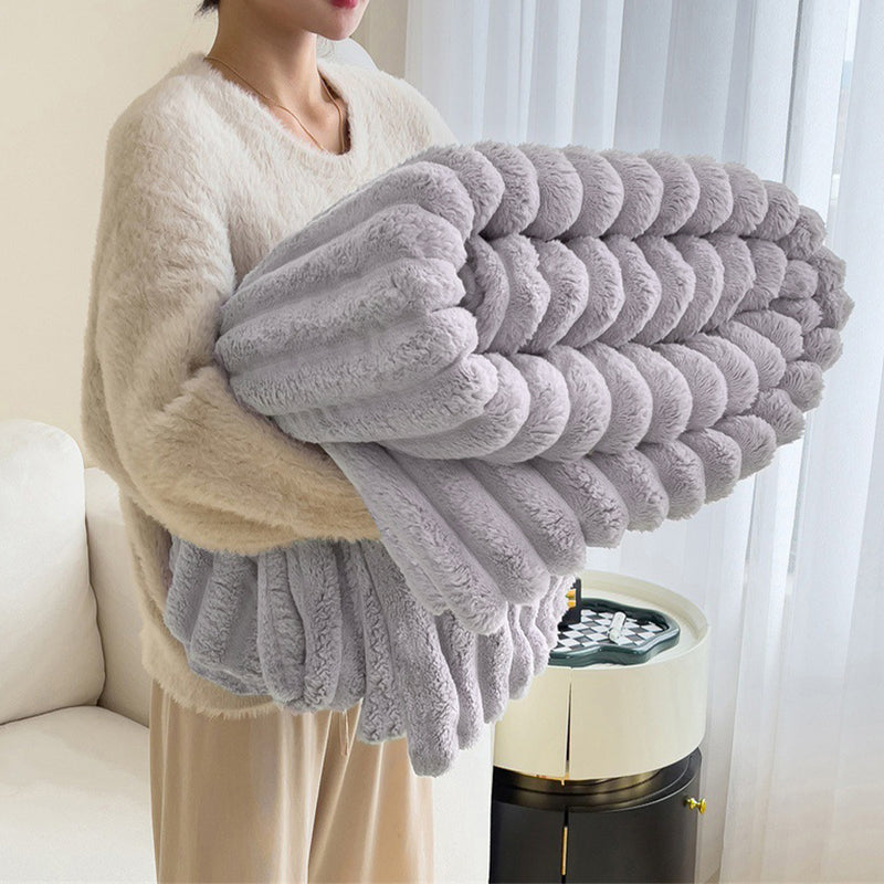 Warm Faux Rabbit Plush Sofa Throw Blanket Human Dog Blanket - FunnyFuzzy