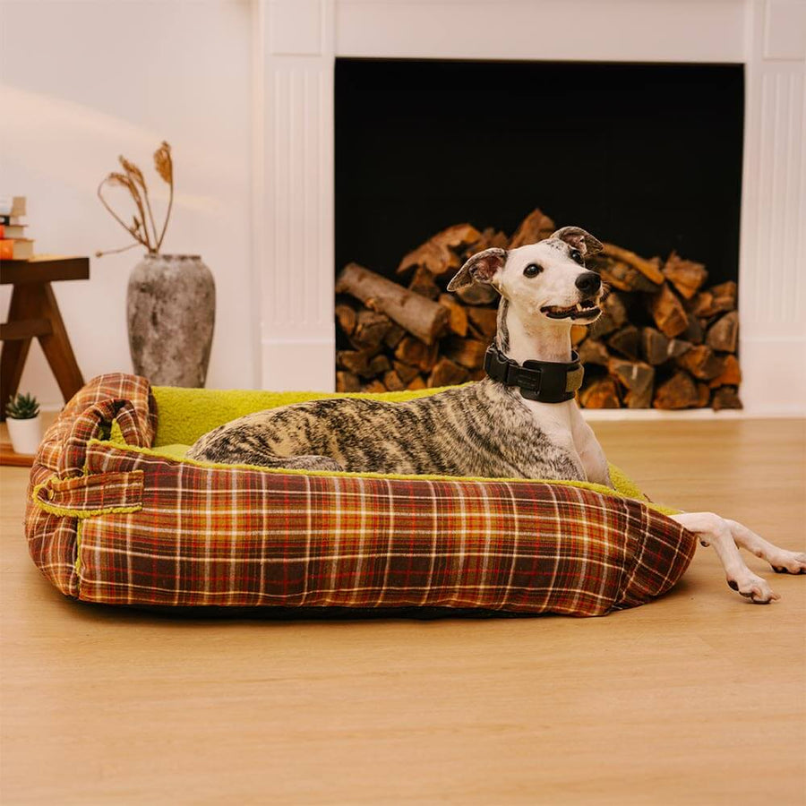 Large Washable Vintage Tartan Folding Blanket Dog Beds - Avocuddle ...
