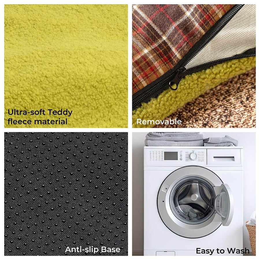 Large Washable Vintage Tartan Folding Blanket Dog Beds - Avocuddle ...