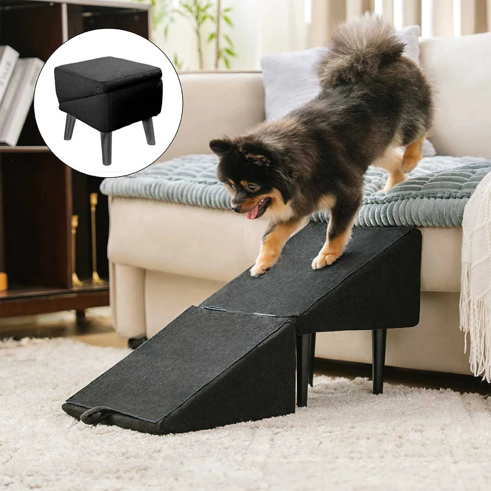 2-in-1 Convertible Wooden Home Step Stool Dog Ramp Stairs - FUNNYFUZZY