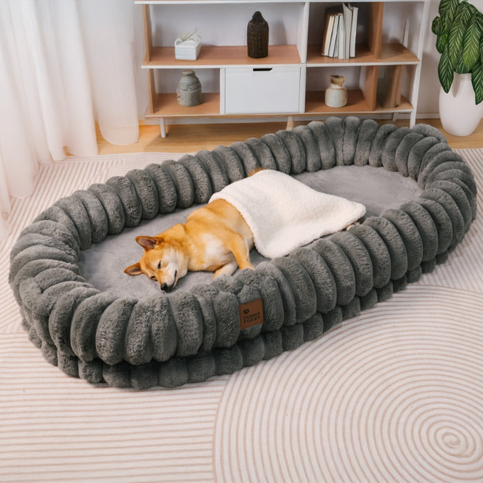 Creamy Plush Super Large Donut Human Dog Bed - Cuddle Cradle - FUNNYFUZZY