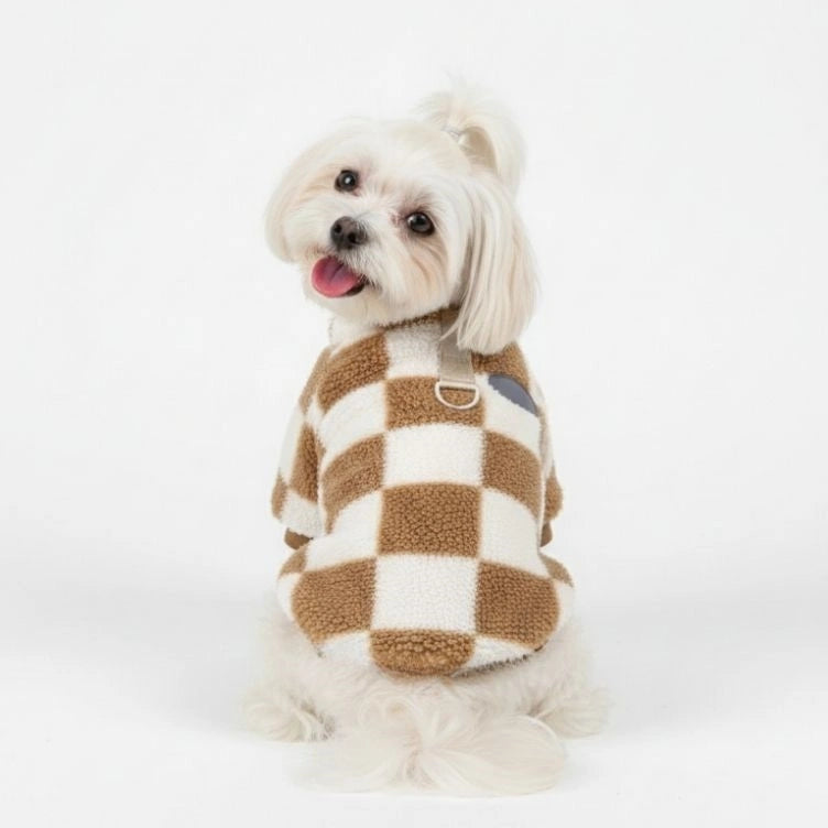 Checkered Fleece Dog Jacket | Bold & Warm Winter Wear for Small to ...