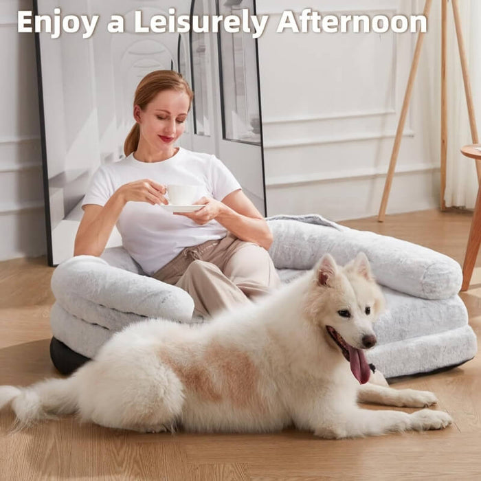 Chic Plush Large Dog Bed Foldable Human Dog Bed - FUNNYFUZZY