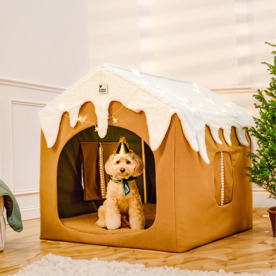 Christmas Snow House Dog House | Warm & Cozy Holiday Shelter for Large ...