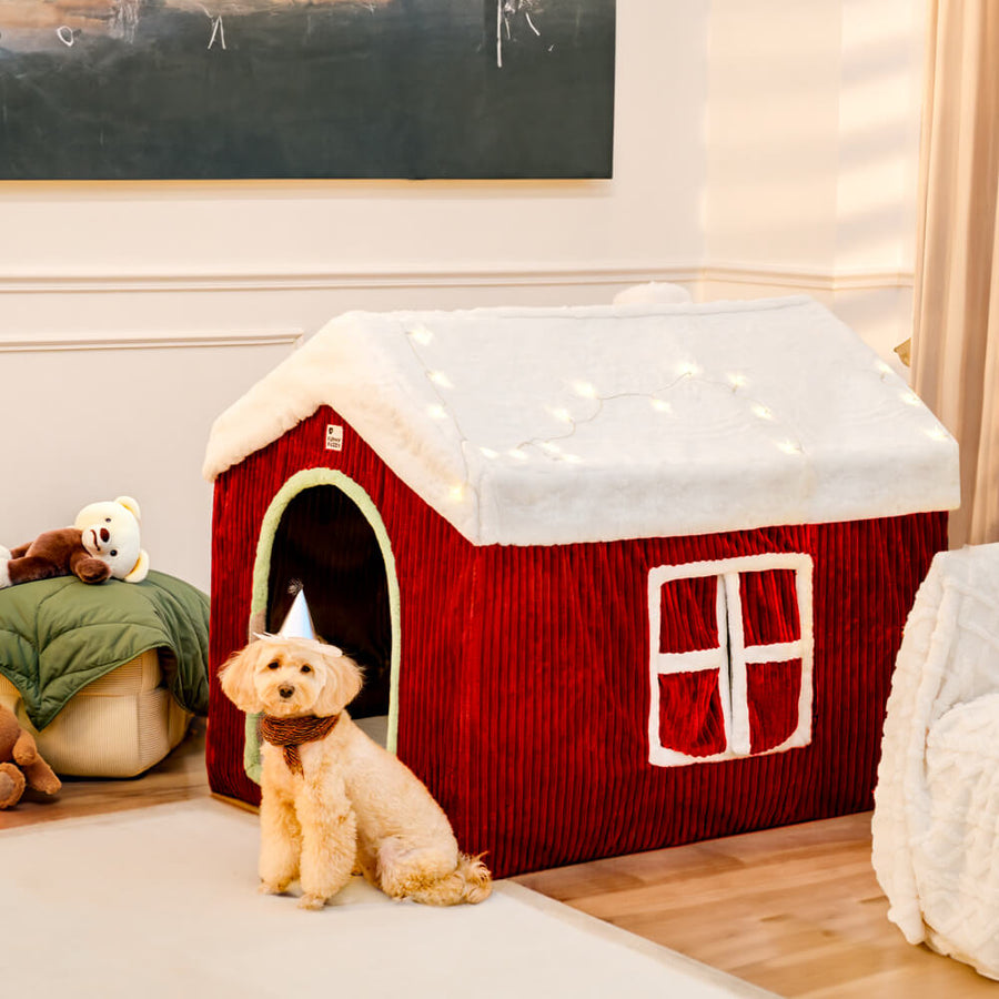 Christmas Snow House Dog House | Warm & Cozy Holiday Shelter for Large ...