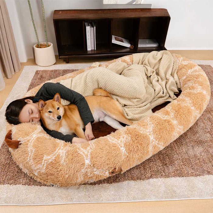 Classic Fluffy Super Large Donut Human Dog Bed - Cuddle Cradle - FUNNYFUZZY