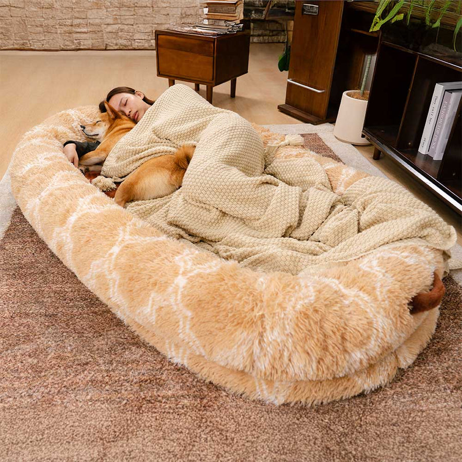 Classic Fluffy Super Large Donut Human Dog Bed - Cuddle Cradle - FUNNYFUZZY