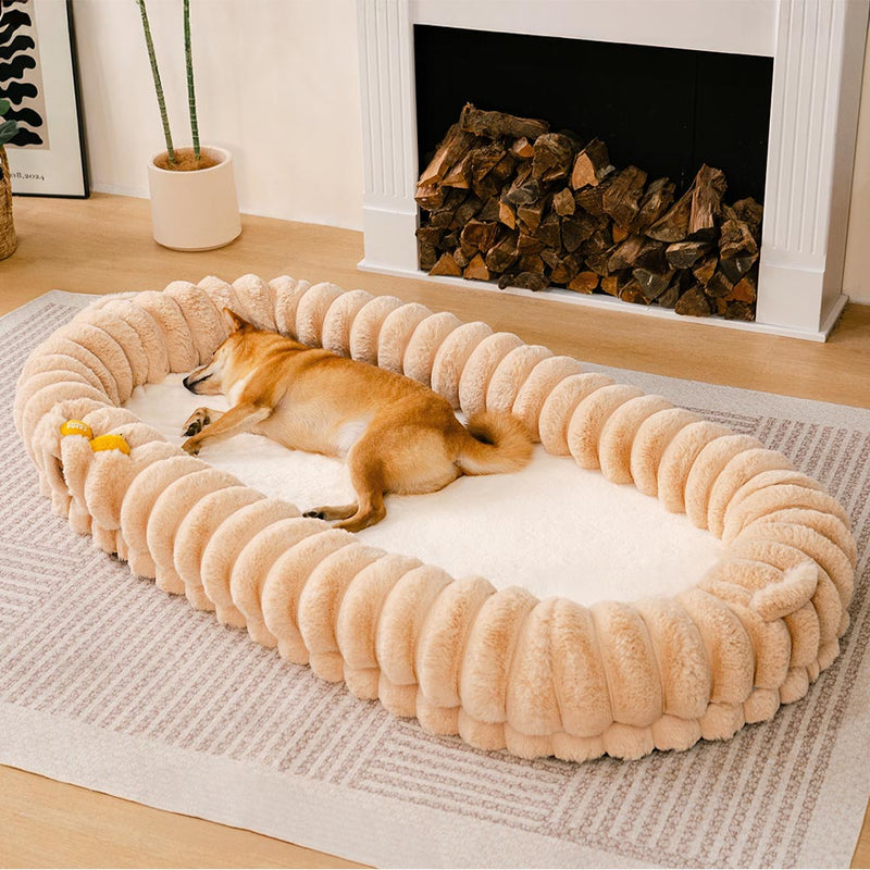 Creamy Plush Super Large Donut Human Dog Bed - Cuddle Cradle - FUNNYFUZZY