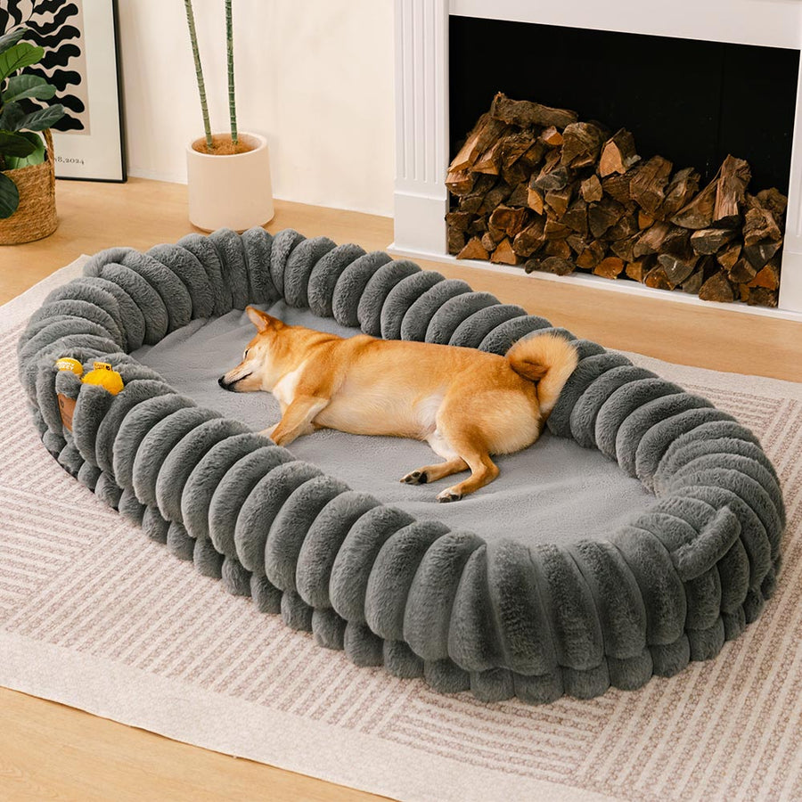 Creamy Plush Super Large Donut Human Dog Bed - Cuddle Cradle - FUNNYFUZZY