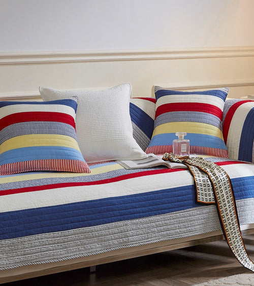 Colorful Striped Quilted Sofa Chic Protector Comfort Couch Cover ...