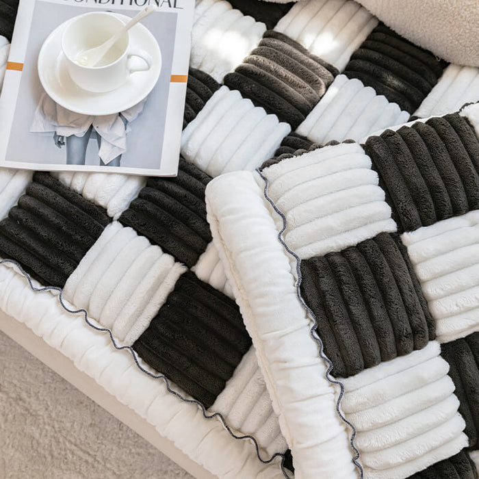 Cream coloured Large Plaid Square Pet Mat Bed Couch Cover FunnyFuzzy cream-coloured-large-plaid-square-pet-mat-bed-couch-cover-funnyfuzzy