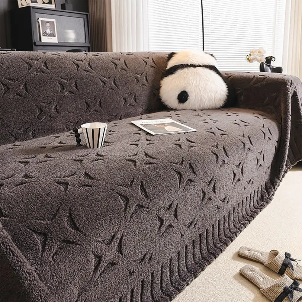 Cream Textured Jacquard Design Sofa Decorative Throw Couch Cover ...