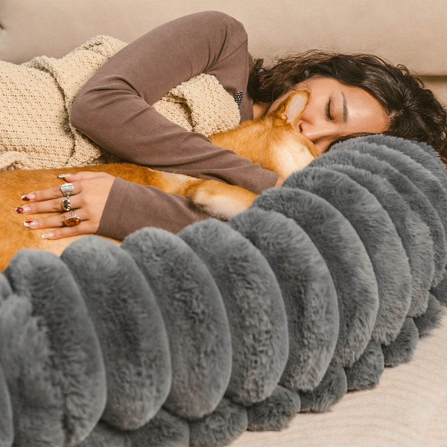 Creamy Plush Super Large Donut Human Dog Bed - Cuddle Cradle - FUNNYFUZZY