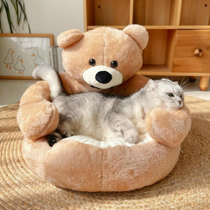 Cute Detachable Cuddle Bear Cat Bed - FunnyFuzzy