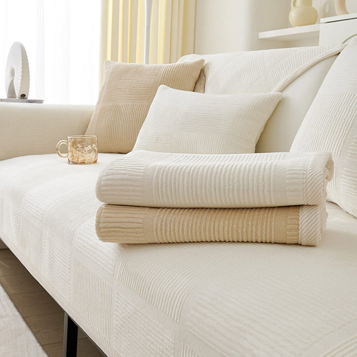Classic Striped Square Plush Couch Cover - FUNNYFUZZY