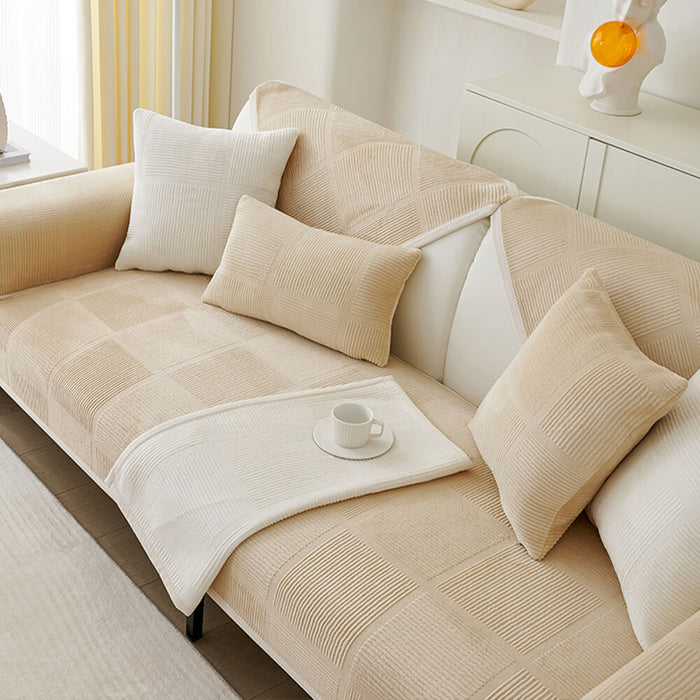 Classic Striped Square Plush Couch Cover - FUNNYFUZZY