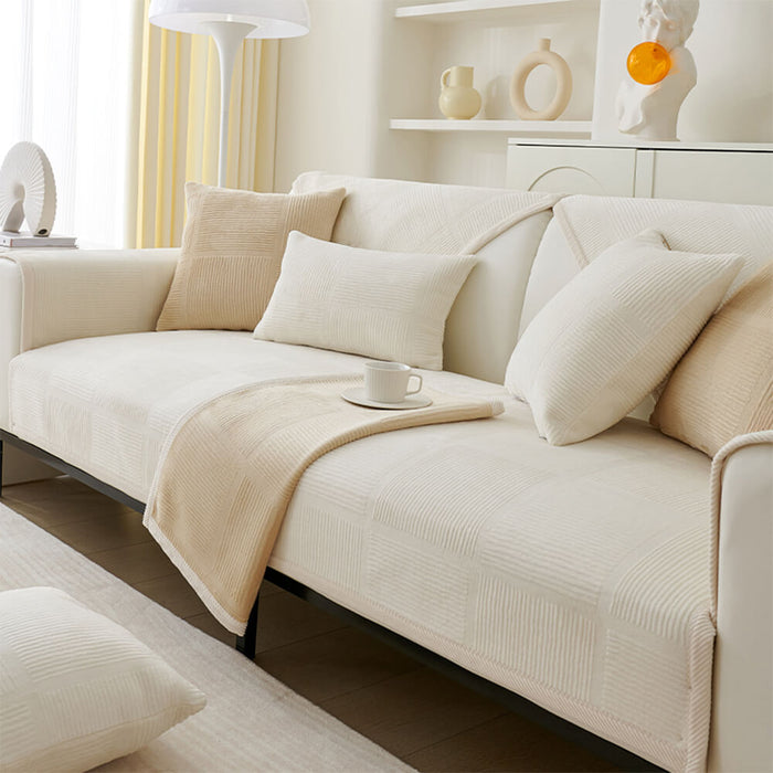 Classic Striped Square Plush Couch Cover - FUNNYFUZZY
