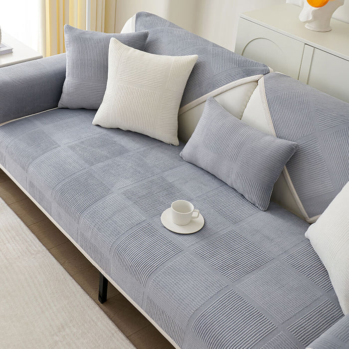 Classic Striped Square Plush Couch Cover - FUNNYFUZZY