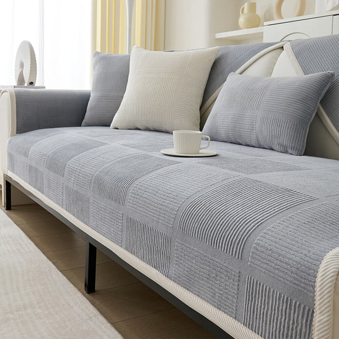 Classic Striped Square Plush Couch Cover - FUNNYFUZZY
