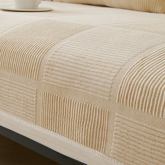 Classic Striped Square Plush Couch Cover - FUNNYFUZZY