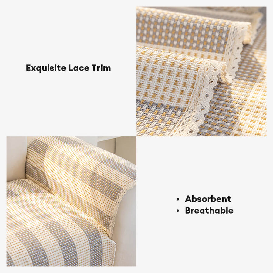 Cotton Linen Stripe Anti-scratch Furniture Protector Couch Cover ...
