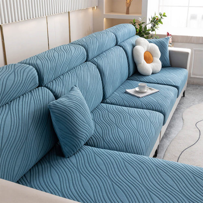 Wave Jacquard Sofa Stretch Anti-Slip Full Wrap Magic Couch Cover ...