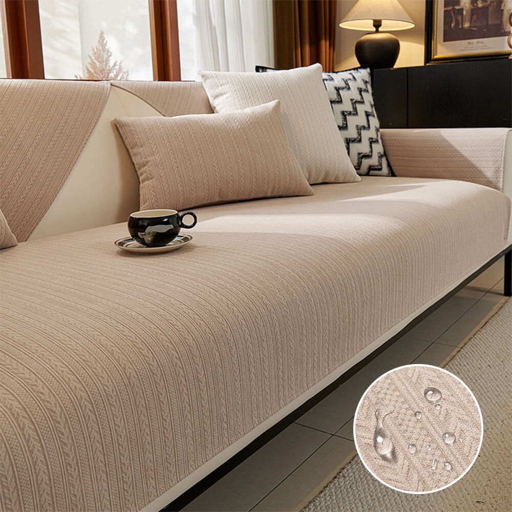 Minimalist Water-resistant Wheat Stripe Design Chenille Couch Cover ...