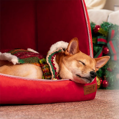 Festive Snow House Orthopedic Dog Bed - Christmas Warmth - FUNNYFUZZY