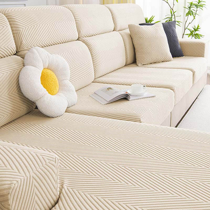 Fully Wrapped Herringbone Couch Cover - FunnyFuzzy