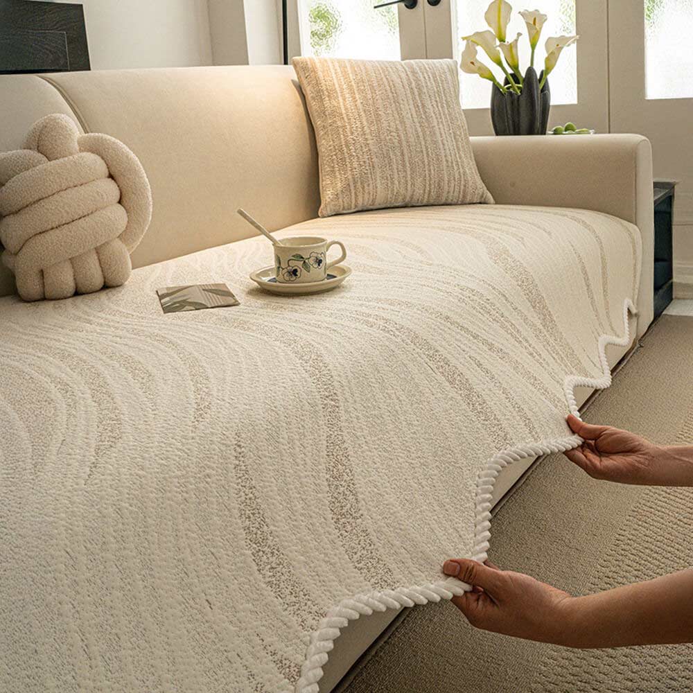 Cool Touch Ice Silk Minimalist Style with Braided Edge Couch Cover ...
