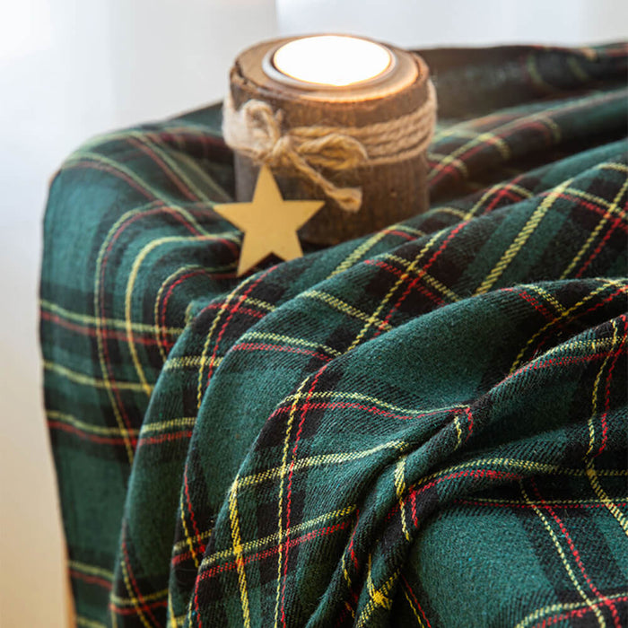 Classic Plaid Christmas Decorative Semi-Blackout Curtains - FUNNYFUZZY