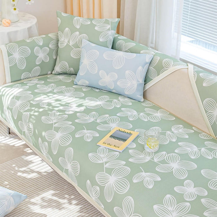 Fresh Floral Ice Silk Cooling Non-Slip Couch Cover - FUNNYFUZZY