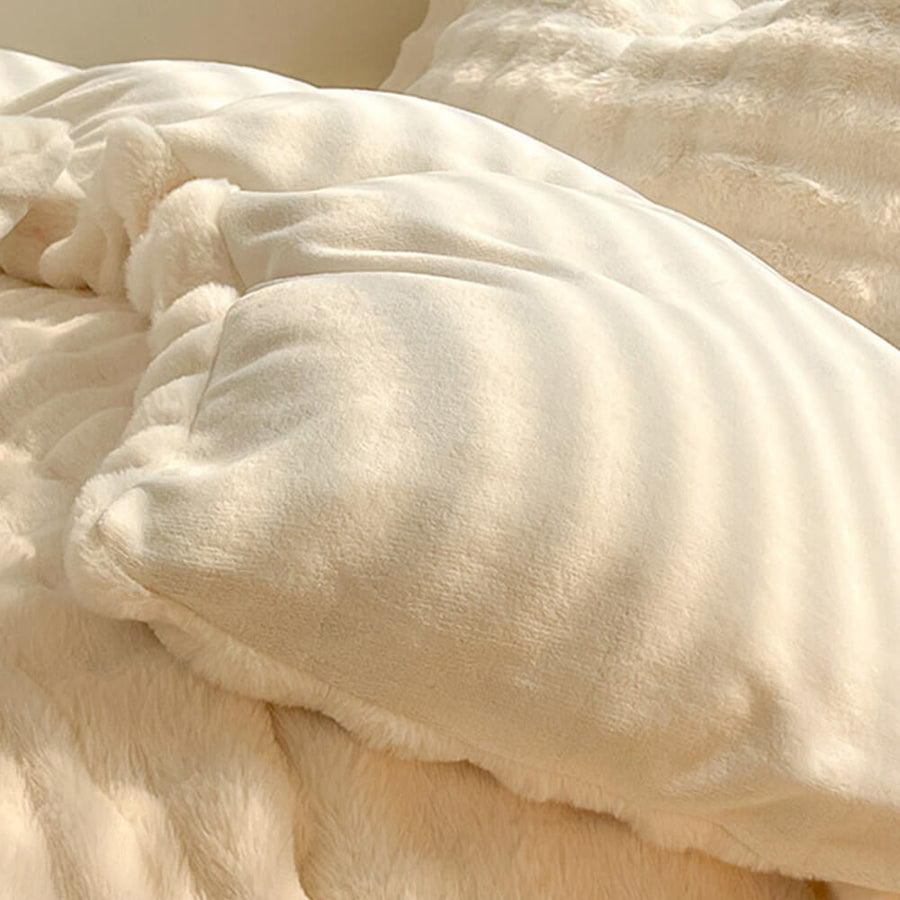 Puffy Comfort Thickened Faux Rabbit Fur Bed Sheet Set - FunnyFuzzy