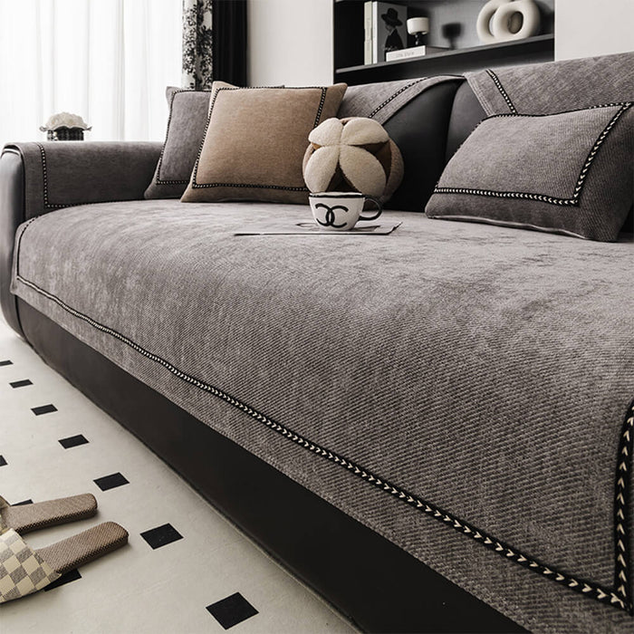 Simple Modern Jacquard High-Weight Non-Slip Chenille Couch Cover ...