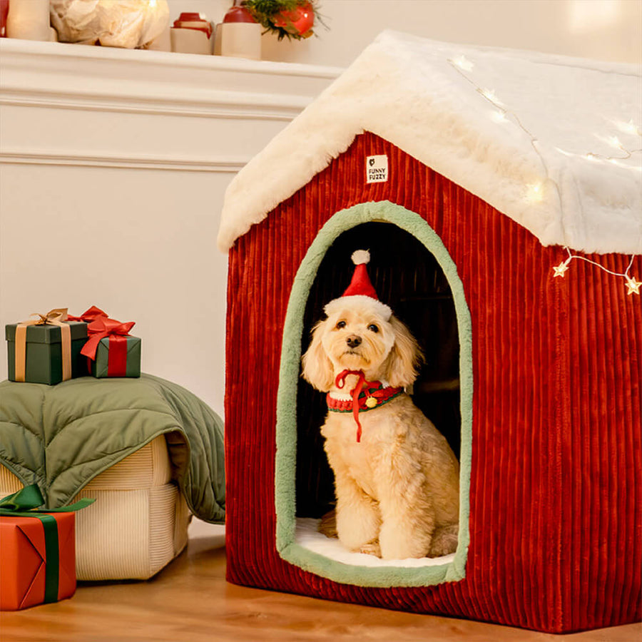 Christmas Snow House Dog House | Warm & Cozy Holiday Shelter for Large ...