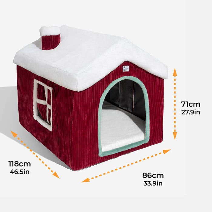 Christmas Snow House Dog House | Warm & Cozy Holiday Shelter for Large ...