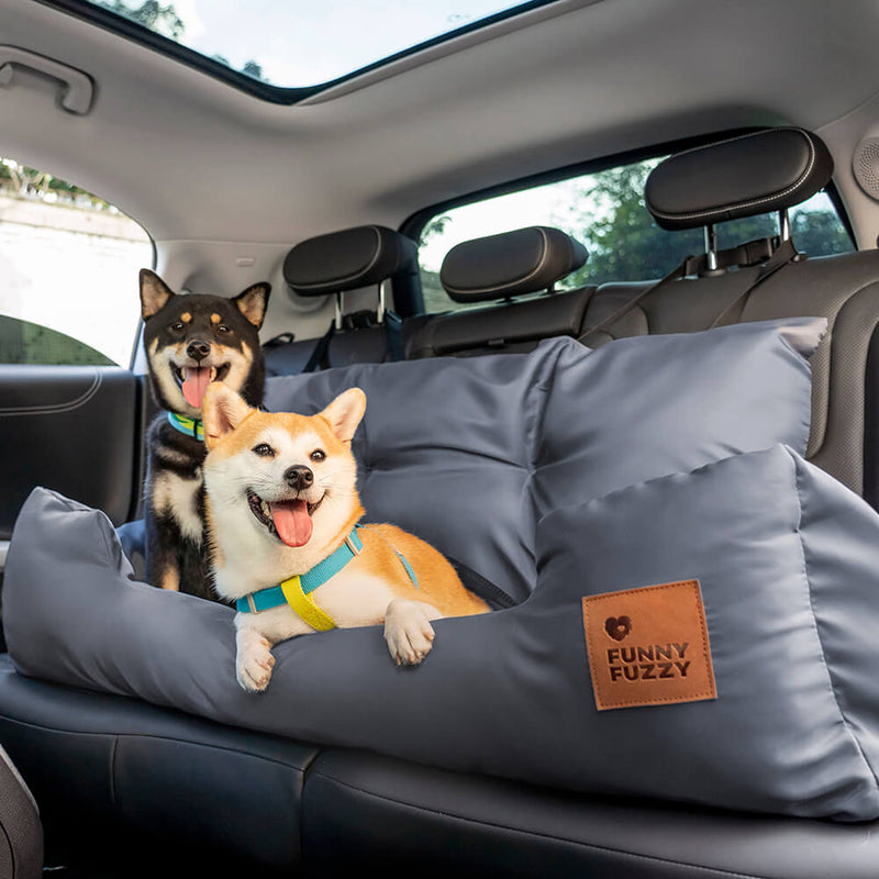 Travel Bolster Safety Medium Large Dog Car Back Seat Bed - FunnyFuzzy