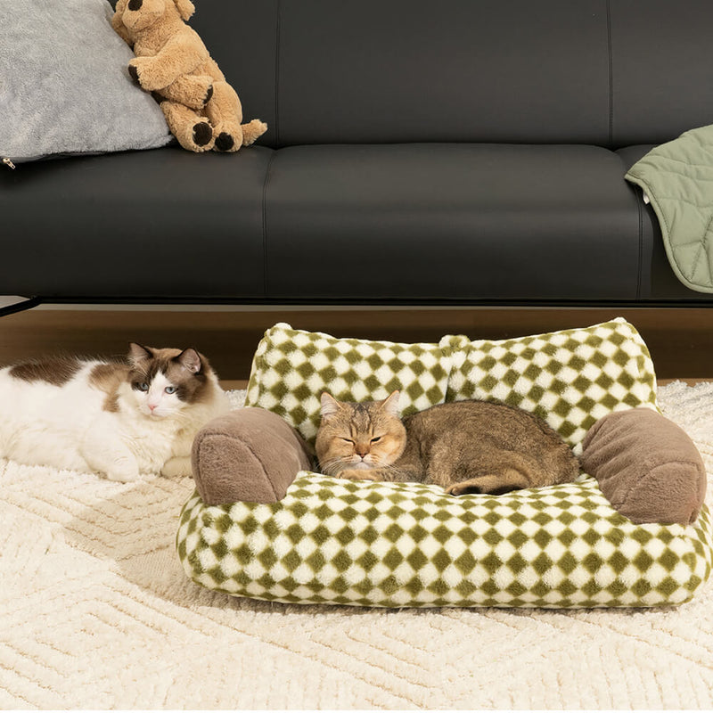 Vintage Diamond Cat Sofa Bed | Luxury & Comfort for Pets - FunnyFuzzy