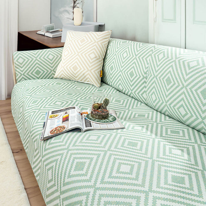 Ice Silk Cooling Geometric Couch Cover Antimicrobial Protection ...