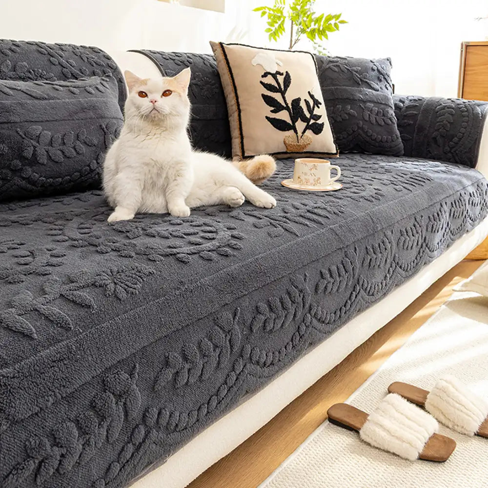 Jacquard Plush Comfortable Scratch-Resistant Non-Slip Couch Cover ...