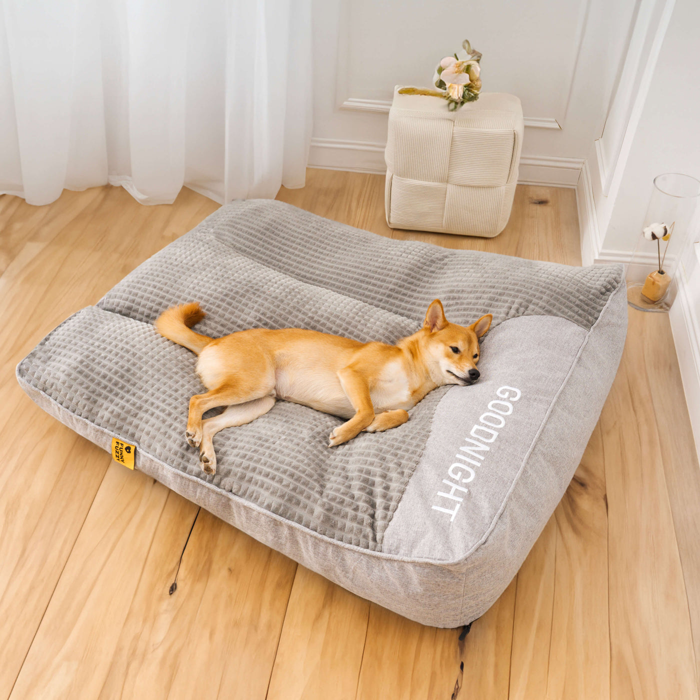 Large Scratch Resistant Dog Cushion Bed | FunnyFuzzy