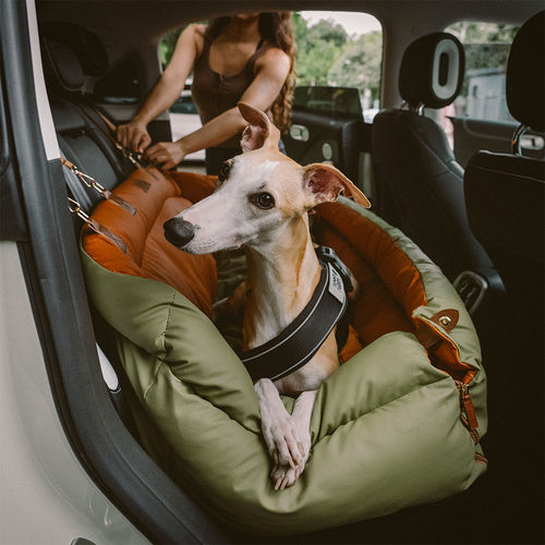 Large Deluxe Faux Leather Dog Car Seat Booster Bed - Urban Voyager ...