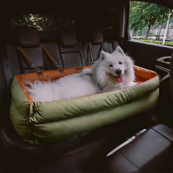 Large Deluxe Faux Leather Dog Car Seat Booster Bed - Urban Voyager ...