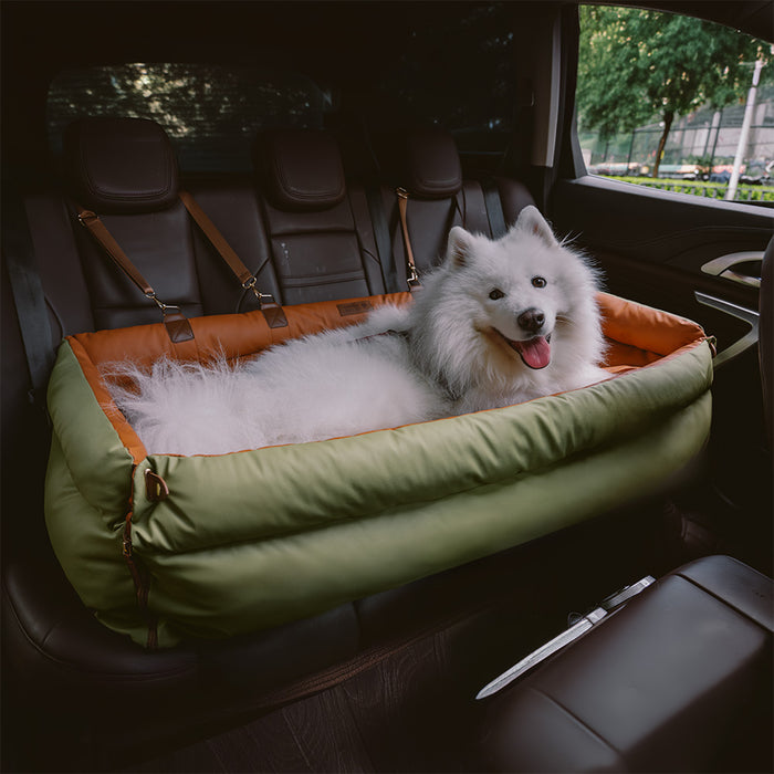 Large Deluxe Faux Leather Dog Car Seat Booster Bed - Urban Voyager ...