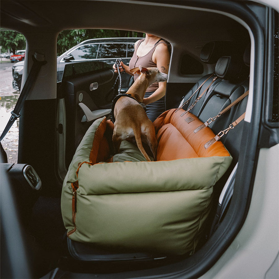 Large Deluxe Faux Leather Dog Car Seat Booster Bed - Urban Voyager ...