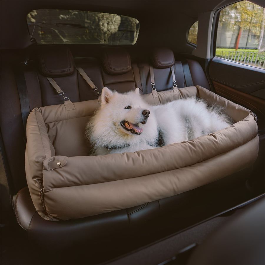 Large Deluxe Faux Leather Dog Car Seat Booster Bed - Urban Voyager ...