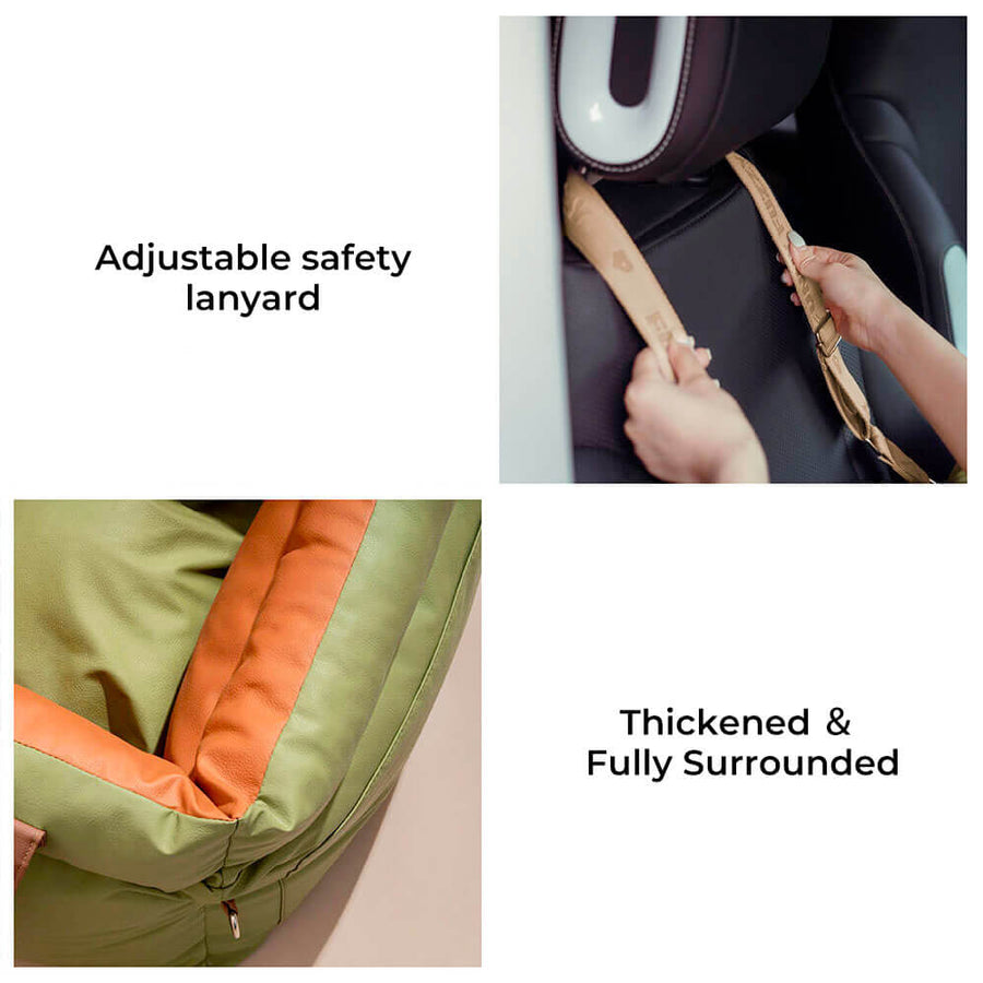 Large Deluxe Faux Leather Dog Car Seat Booster Bed - Urban Voyager ...