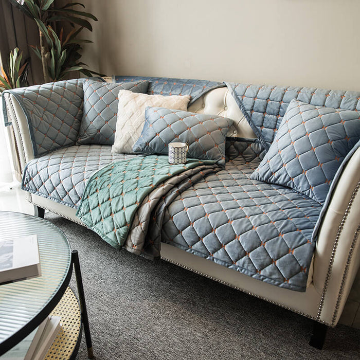 Luxury Quilted Velvet Non-Slip Couch Cover - FunnyFuzzy