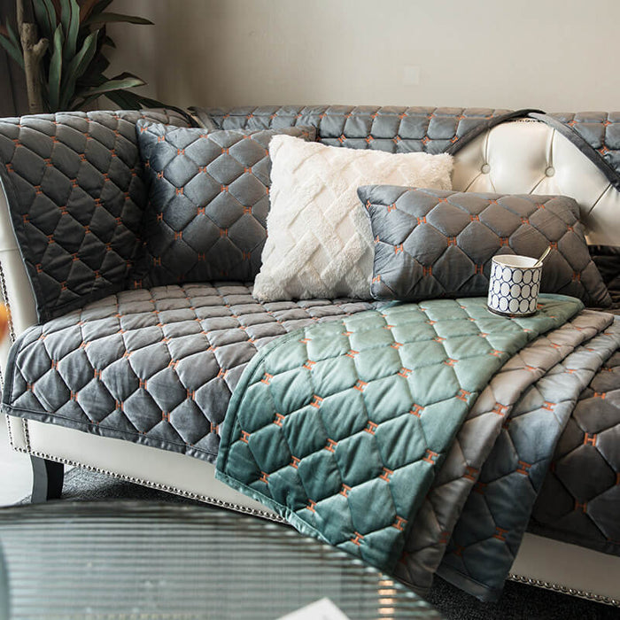 Luxury Quilted Velvet Non-Slip Couch Cover - FunnyFuzzy