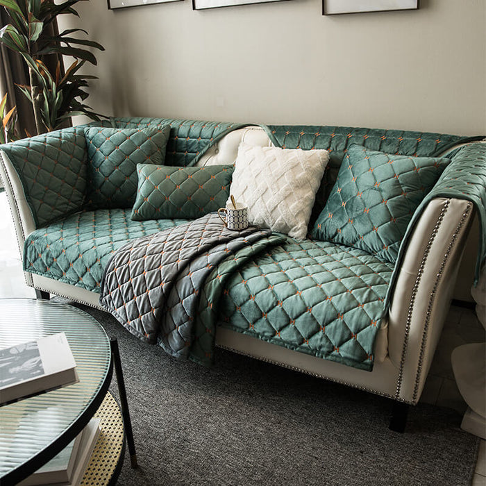 Luxury Quilted Velvet Non-Slip Couch Cover - FunnyFuzzy